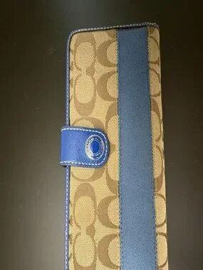Coach | Bags | Coach Brown And Blue Wallet | Poshmark